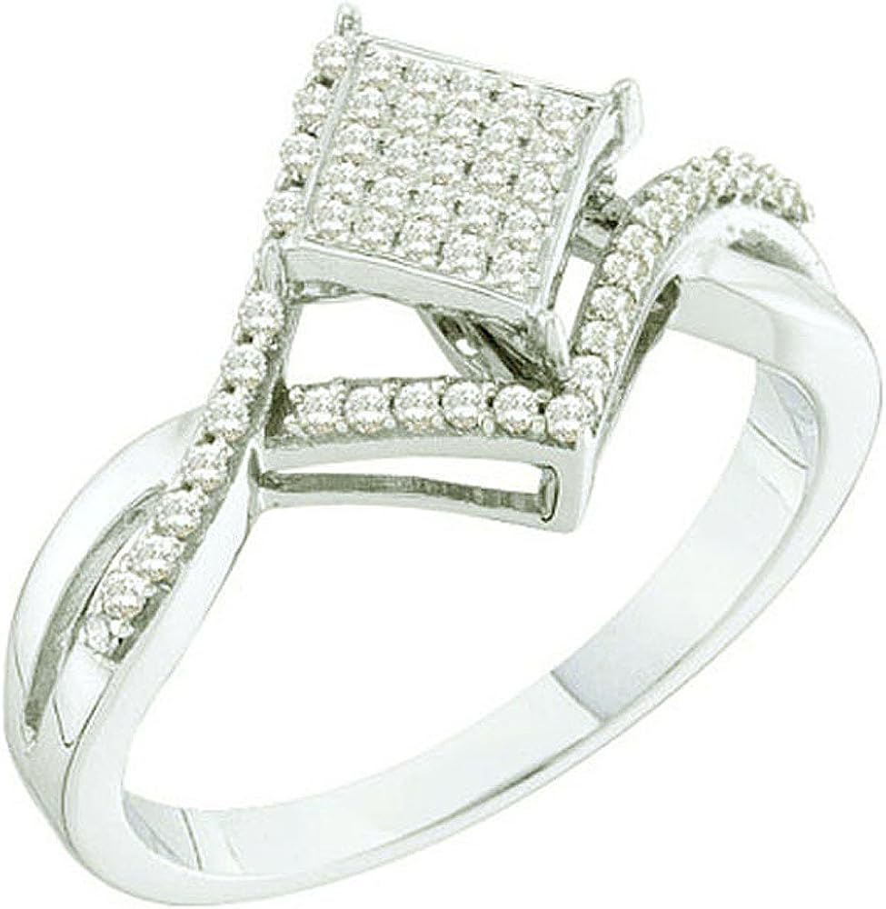 0 25 Carats CT 10 K Or Blanc Diamant Pour Femme Bypass Style Split Tige Micro Pave Bague De 0-25-carats-ct-10-k-or-blanc-diamant-pour-femme-bypass-style-split-tige-micro-pave-bague-de