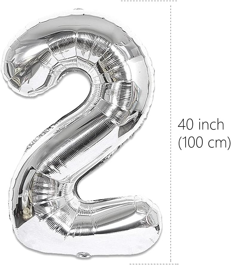 Aabellay Silver Number Balloons Large Foil Mylar Balloons 40 Inch Giant Jumbo Number Balloons ...