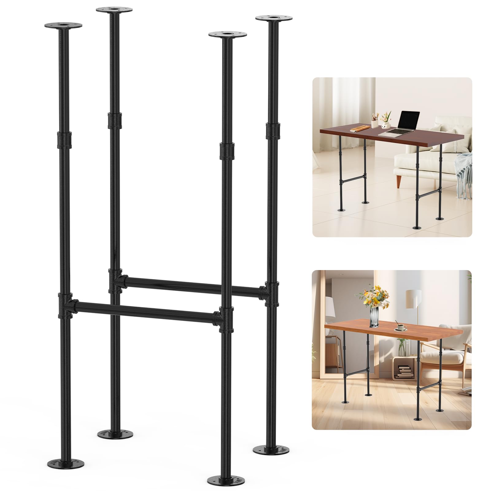 Apominton 2 Pack 38 Inch Industrial Pipe Table Leg, Metal Counter Bar ...