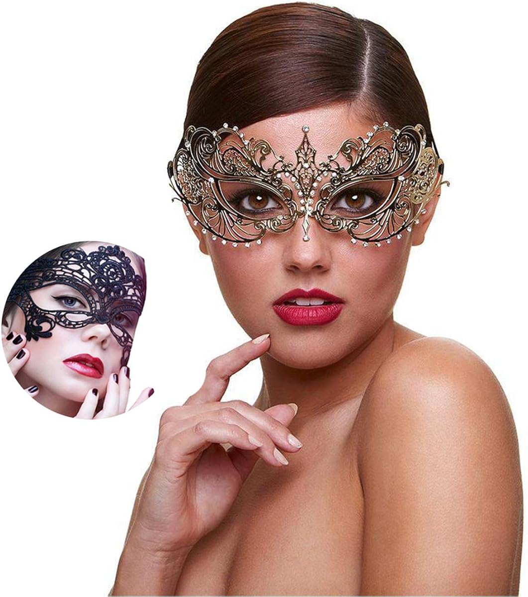 Mask Masquerade Women Mask Metal Ball Prom Party Venetian Rhinestone 