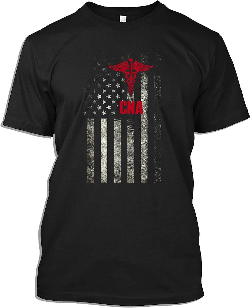 Amazon.com: Funny CNA Tshirt American CNA Flag T-Shirt CNA T-Shirt ...