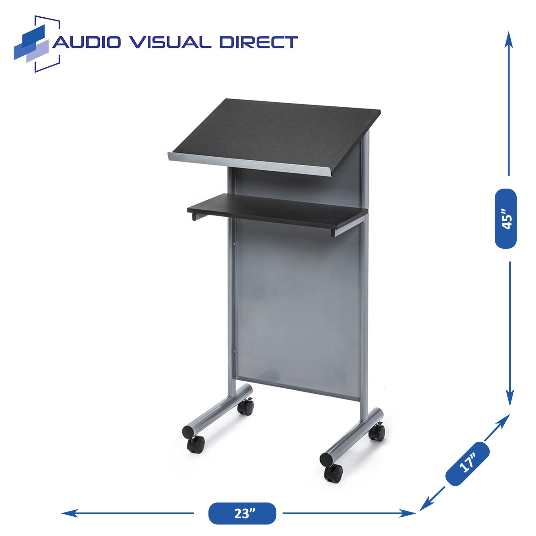 Audio-Visual Direct Wheeled Lectern Podium - Standing Desk With Storage ...