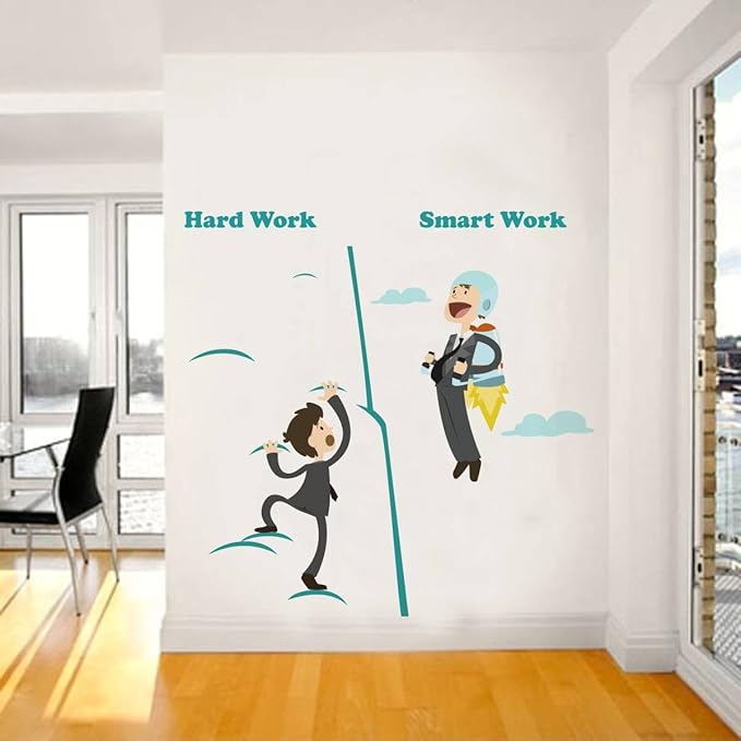 Buy Rawpockets 'Hard Work Vs Smart Work' Wall Sticker (PVC Vinyl, 0.99 ...