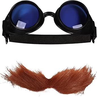 Hinevey Dr Eggman Goggles Glasses Beard Cosplay Costume Halloween Prop ...
