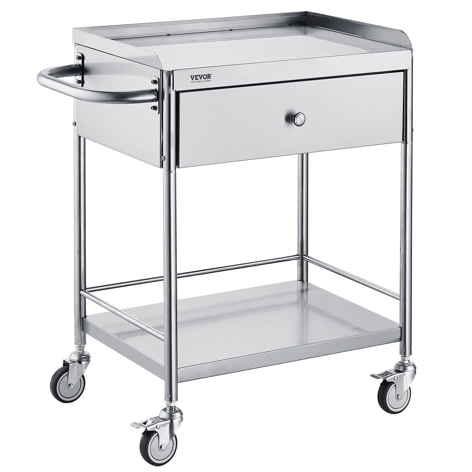 VEVOR Shelf Stainless Steel Utility Cart Catering Cart with Wheels ...