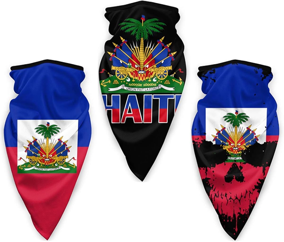 3pcs Haitian Haiti Flag Outdoor Half Face Scarf Bandana Breathable Neck ...