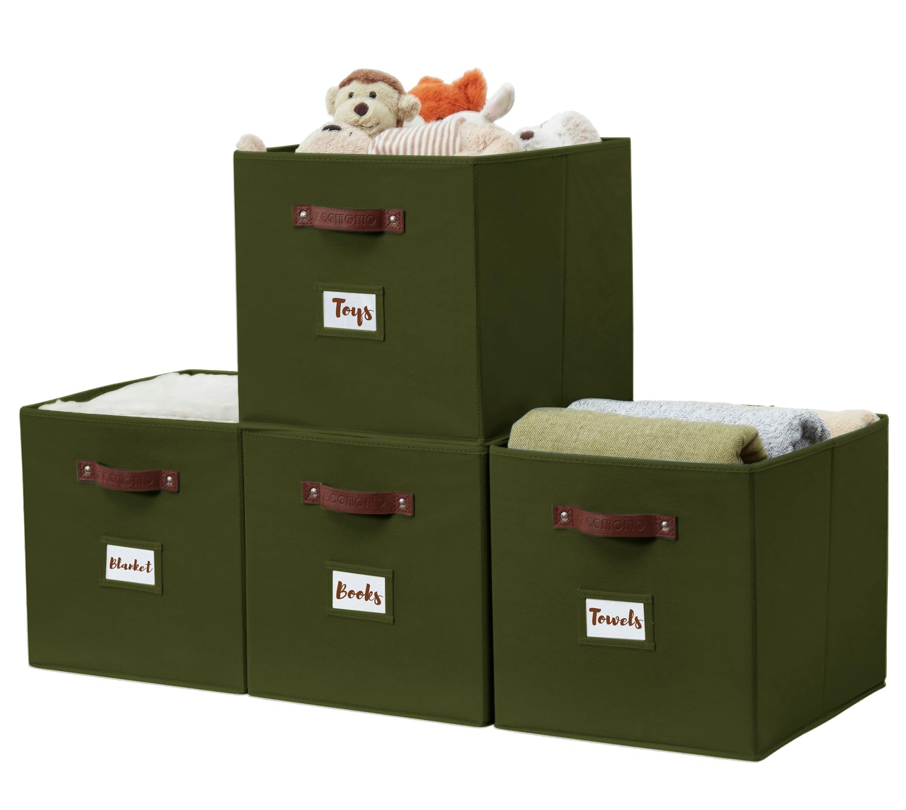DECOMOMO Storage Baskets, 13x15x13 Storage Cube Bins with Labels for ...