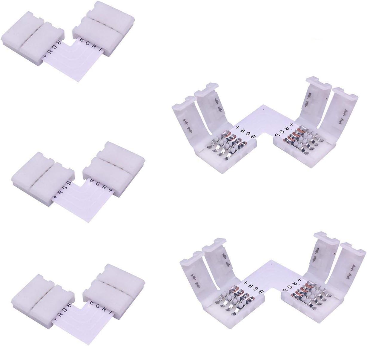 OMALOO 10 Pack 4 Pin L-Shape LED Strip Connector Right Angle Corner ...