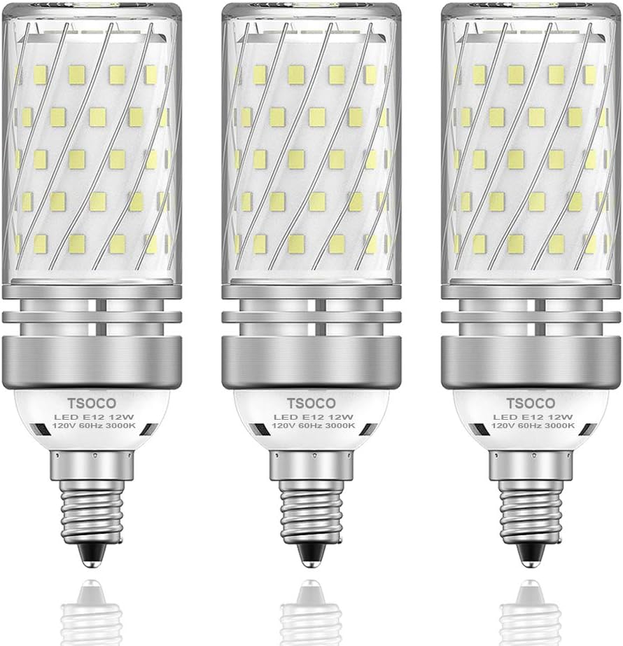 TSOCO E12 LED Bulbs, 12W LED Chandelier Light Bulbs, 100 Watt ...