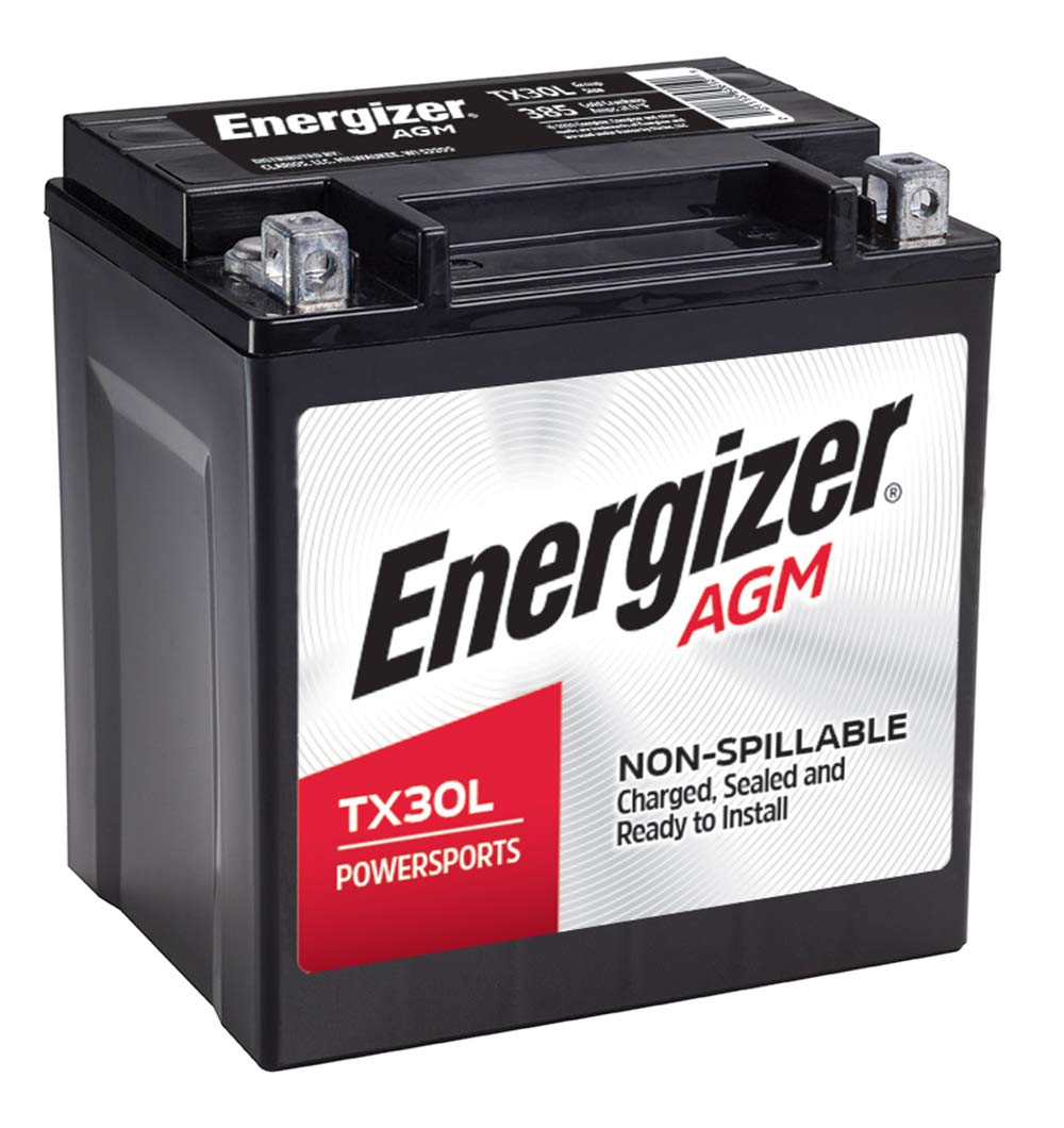 Energizer TX30L AGM Motorcycle and ATV 12V Battery, 385 Cold Cranking ...