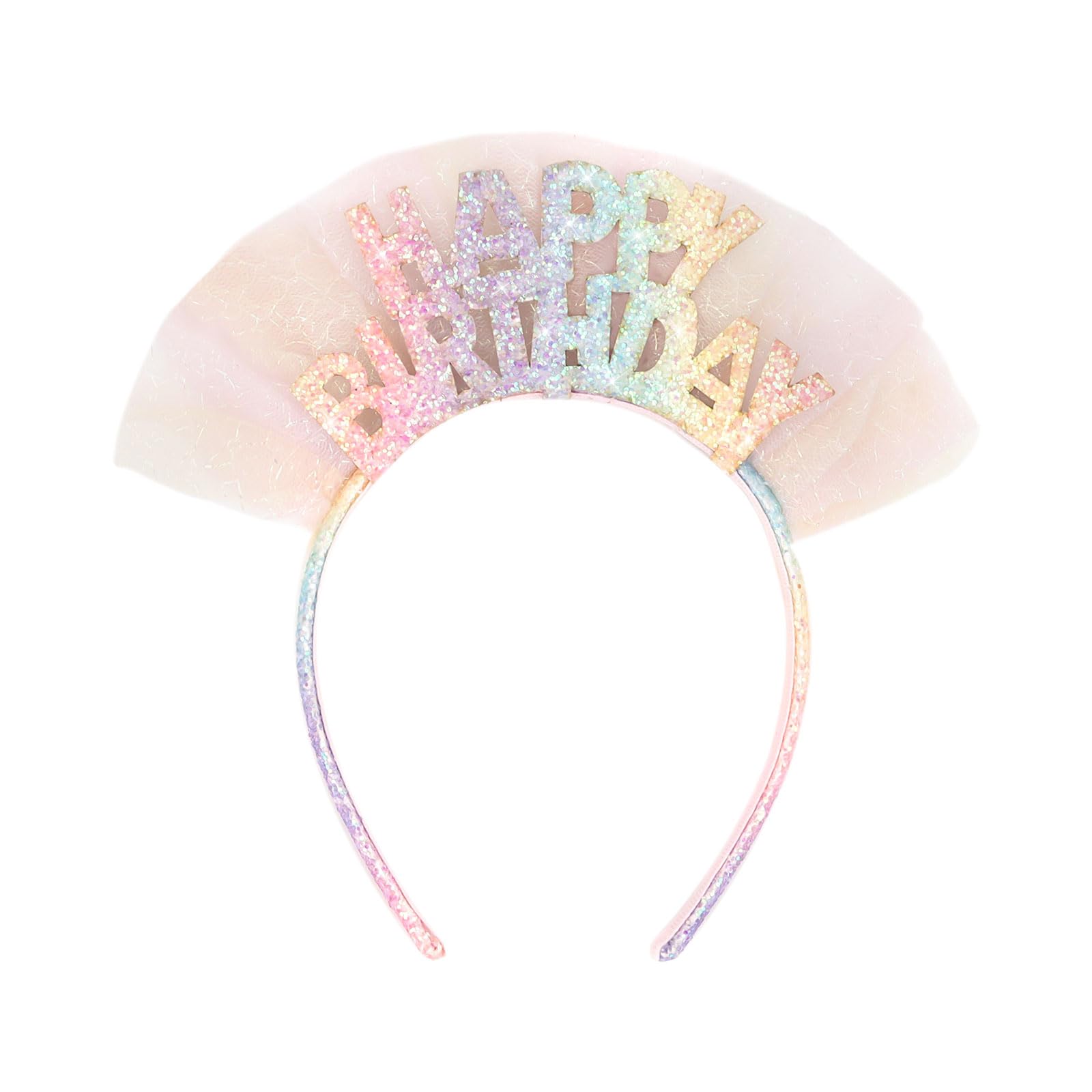 Semato Rainbow Birthday Headband with Veil Birthday Crown Rainbow ...