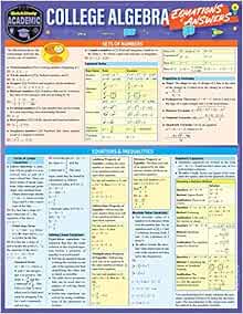 College Algebra Equations & Answers: A Quickstudy Laminated Reference Guide (Quickstudy ...