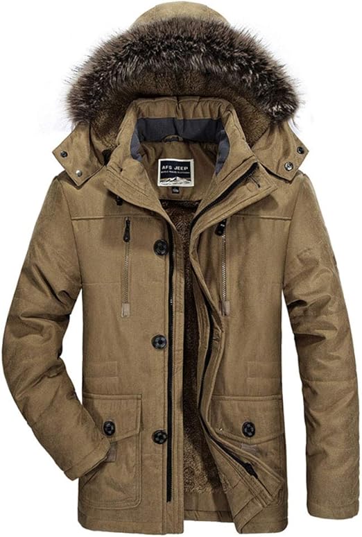 Heren zware winter warme dikke Faux bont gevoerde capuchon Parka ...