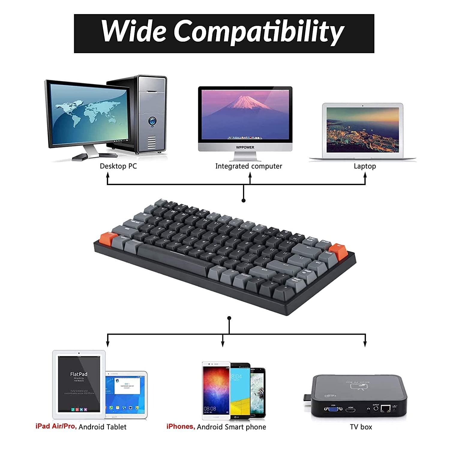 Mua Vissles V84 Wireless Bluetooth/USB Wired Mechanical Keyboard with ...