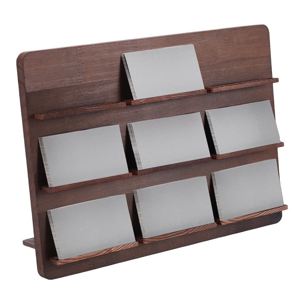 UNICRAFTALE 3 Tier Wood Multiple Business Card Holder for Desk 9 Slot ...