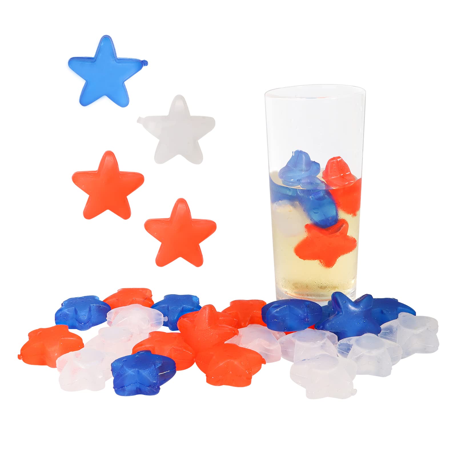 Reusable Ice Cubes Star, 60 Pack, Colorful for Drinks, Whiskey, Vodka ...