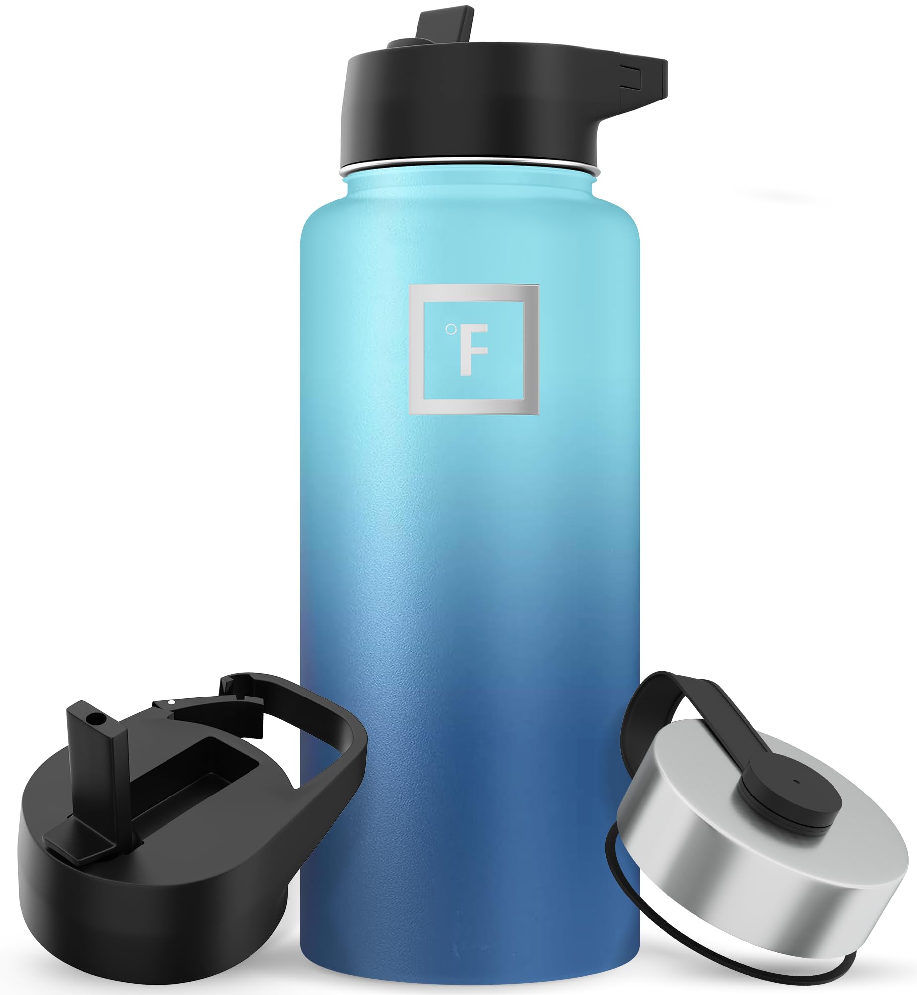 IRON °FLASK Camping & Hiking Hydration Flask with 3 Lids - Stainless ...