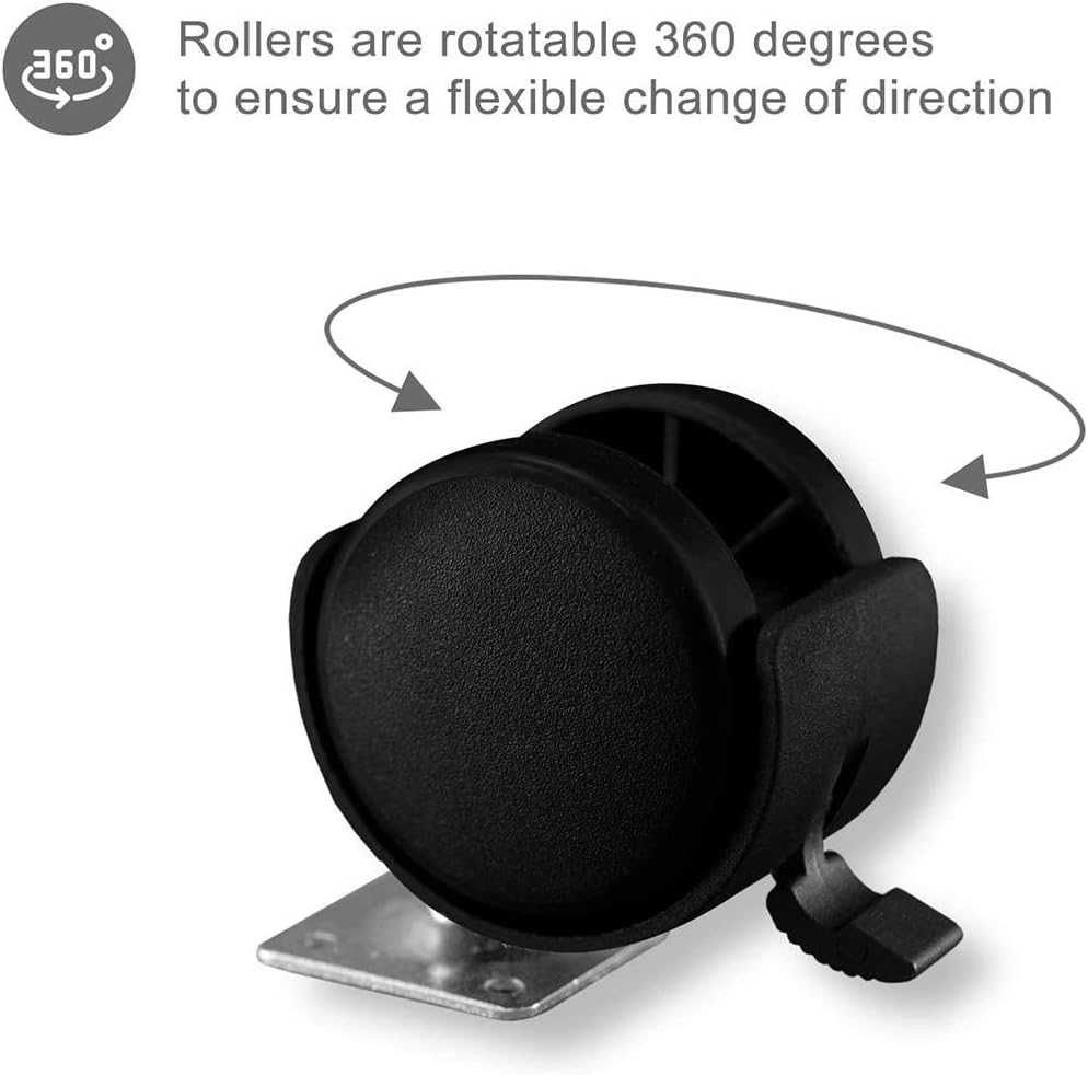 8 Pcs Castor Wheels 50mm, Office Chair Wheels, Wheels Black Swivel ...