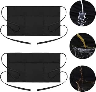 Amazon.com: Will Well 2 Pack 3 Pockets Waitress Apron, Water Oil Stain ...