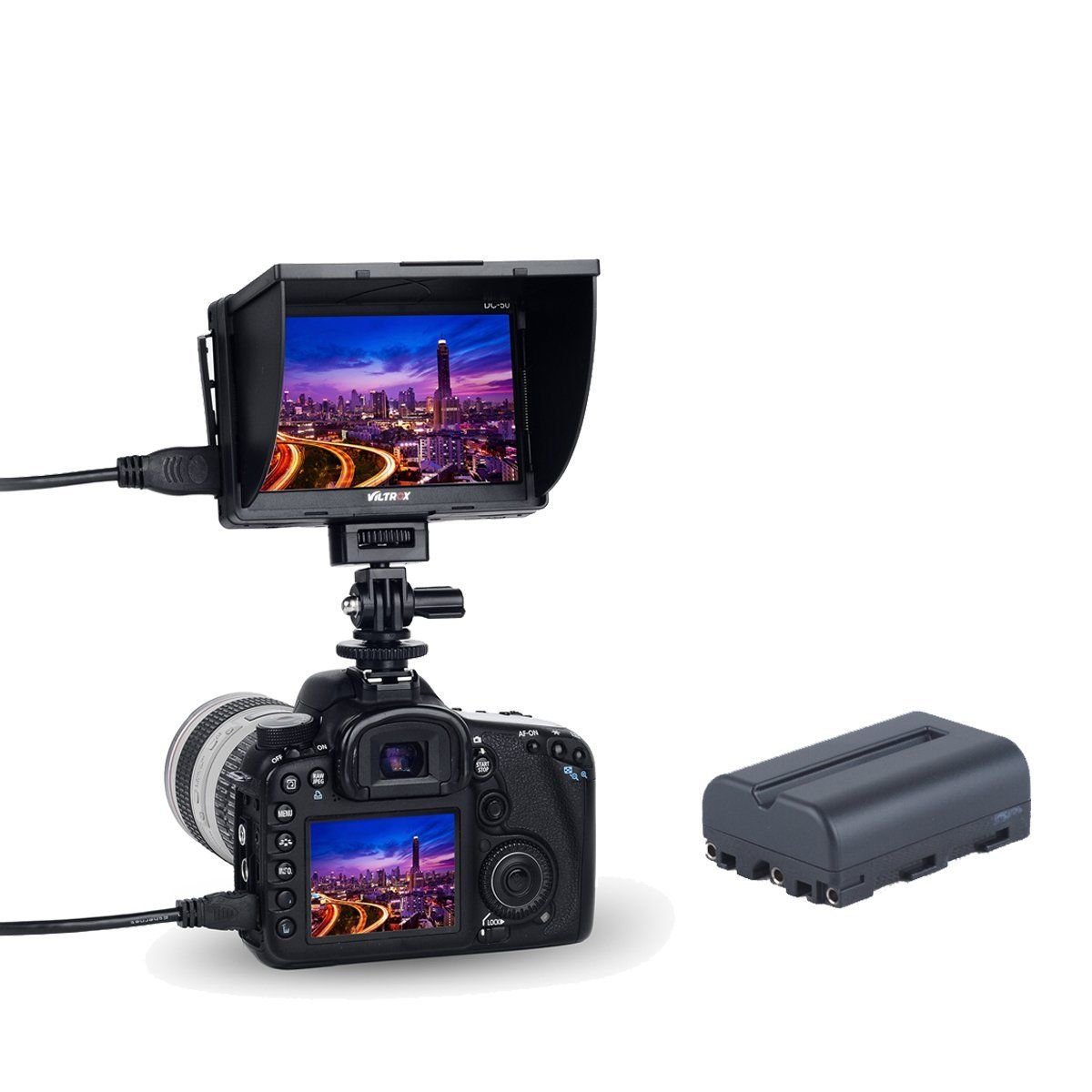 Viltrox DC-50 5" Pantalla LCD Cámara Monitor de Campo Visor con Batería ...