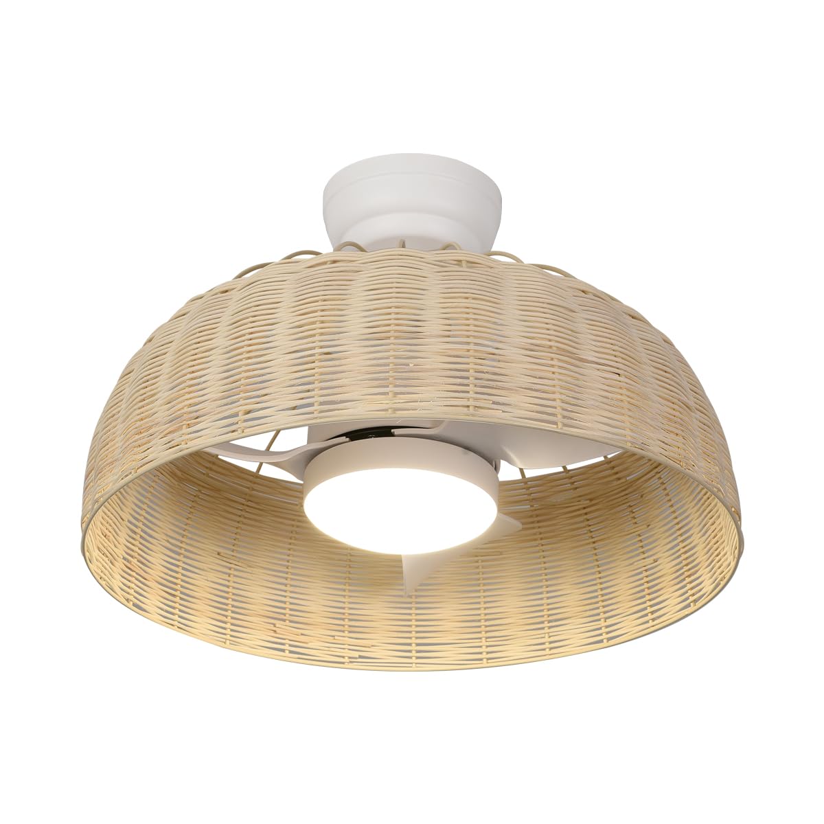 Eamonex 21 Inches DC Boho Bamboo LED Ceiling Fan with Light Fixture and ...