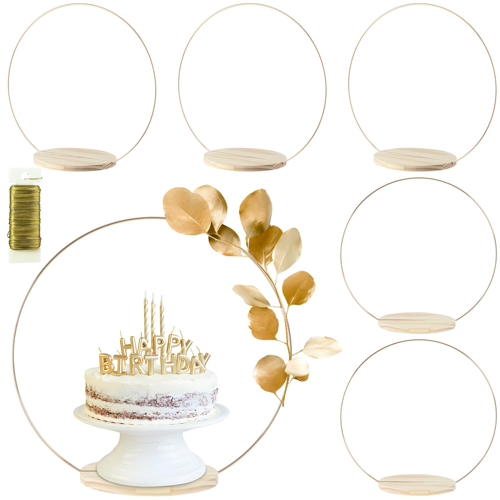 6 Pack Floral Hoop Centerpieces with Stand 14 Inches Metal Rings for ...