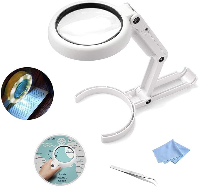 O'woda 2-in-1 Tragbare Handlupe, Standlupe,Beleuchtete Lupe, 5X 11X ...