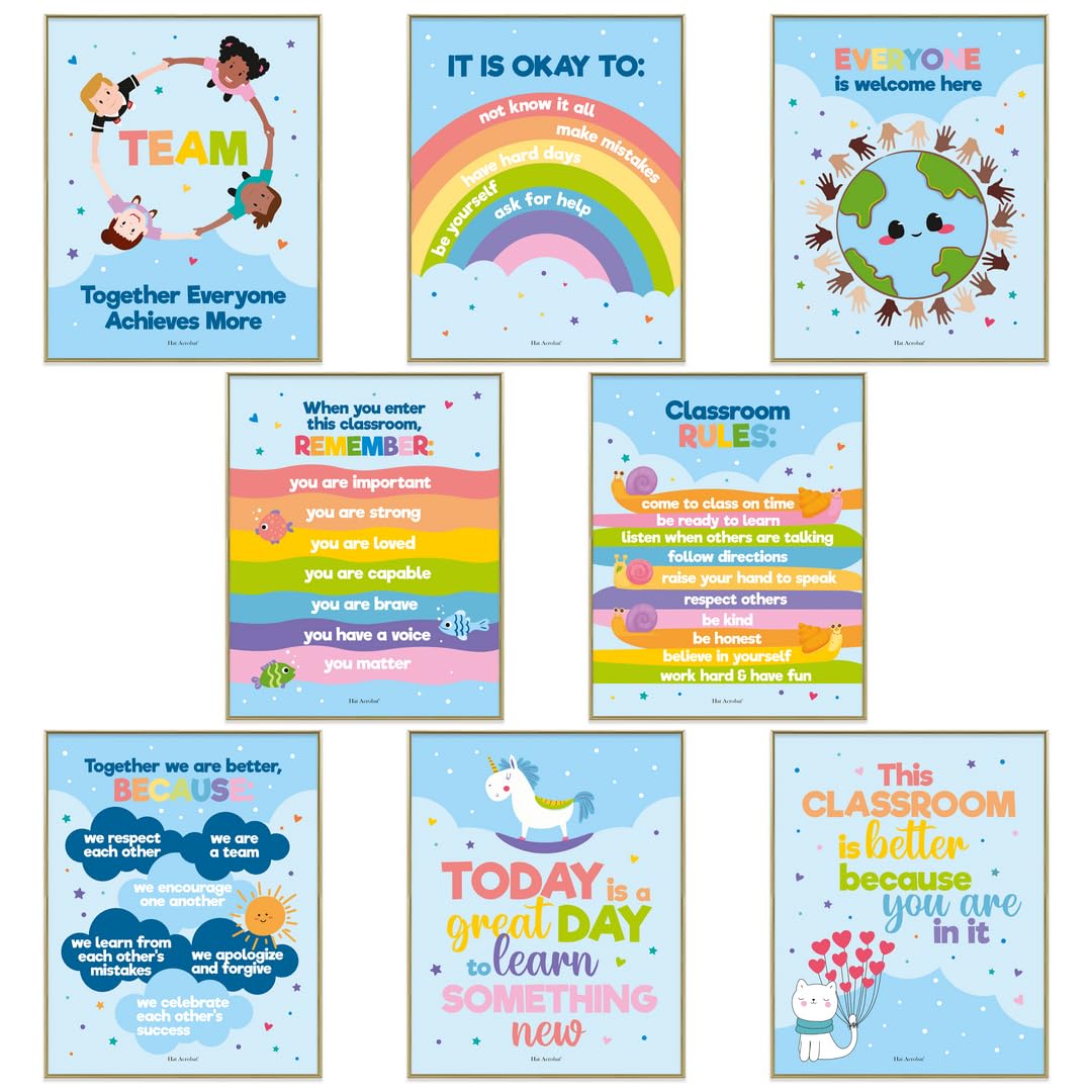 8 Classroom Posters – Classroom Rules Poster Set for Modern and Retro ...