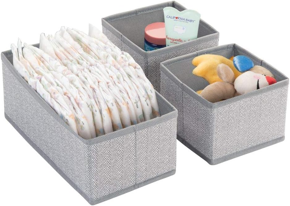 mDesign Set of 3 Children’s Room Storage Boxes — Fabric Storage Boxes ...