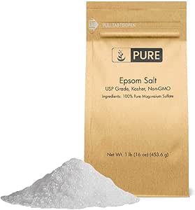 Amazon.com: Pure Epsom Salt (1 lb.), Magnesium Sulfate Soaking Solution ...