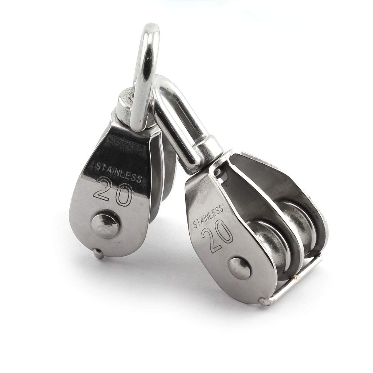 Mua 2-Pack M20 Double Pulley Block Stainless Steel Heavy Duty Hardware ...
