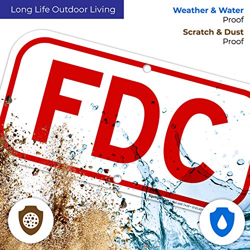 FDC Sign, Fire Department Connection Sign, 6x12 Inches, Rust Free .040 ...