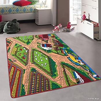 Amazon.com: Fun Kid's Country Farm Life Mat Animal and Tractor Area Rug ...