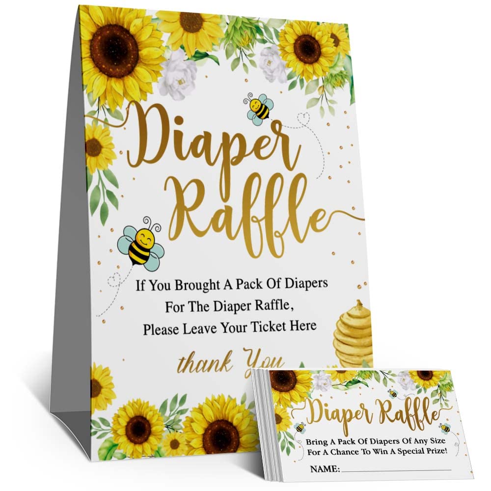 Mua Bee Diaper Raffle Sign & Cards, Diaper Raffle Baby Shower Game Set ...