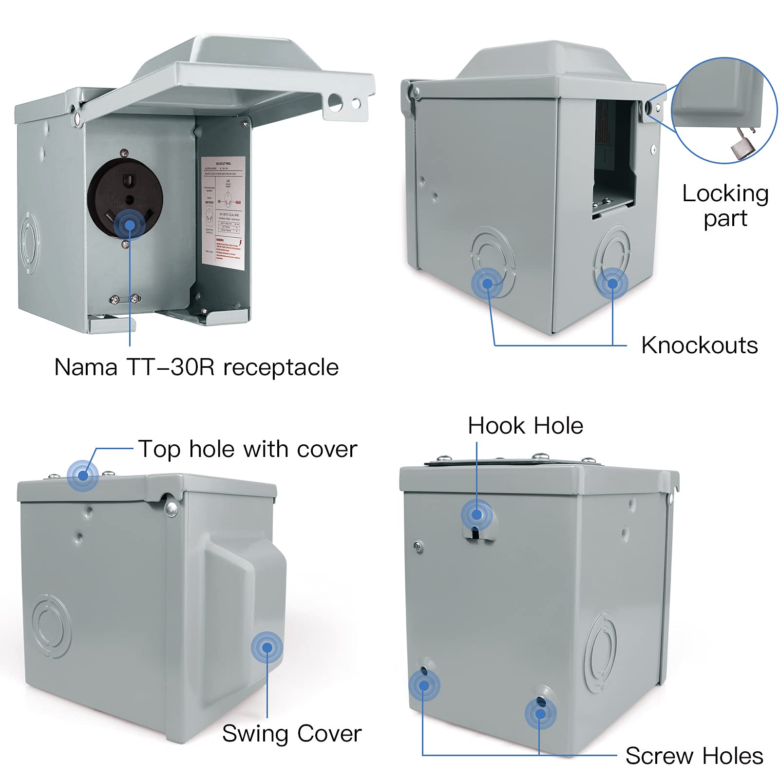 Mua 30 Amp 125 Volt RV Power Outlet Box, Enclosed Lockable Weatherproof ...