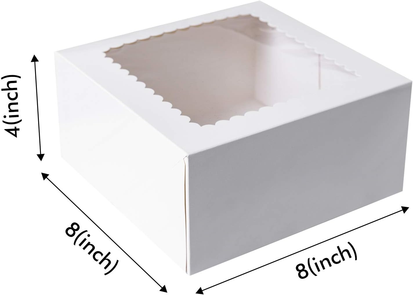 [15PCS]White Bakery Cake Boxes 8 X 8 X 4 inch,Large Kraft Paperboard ...