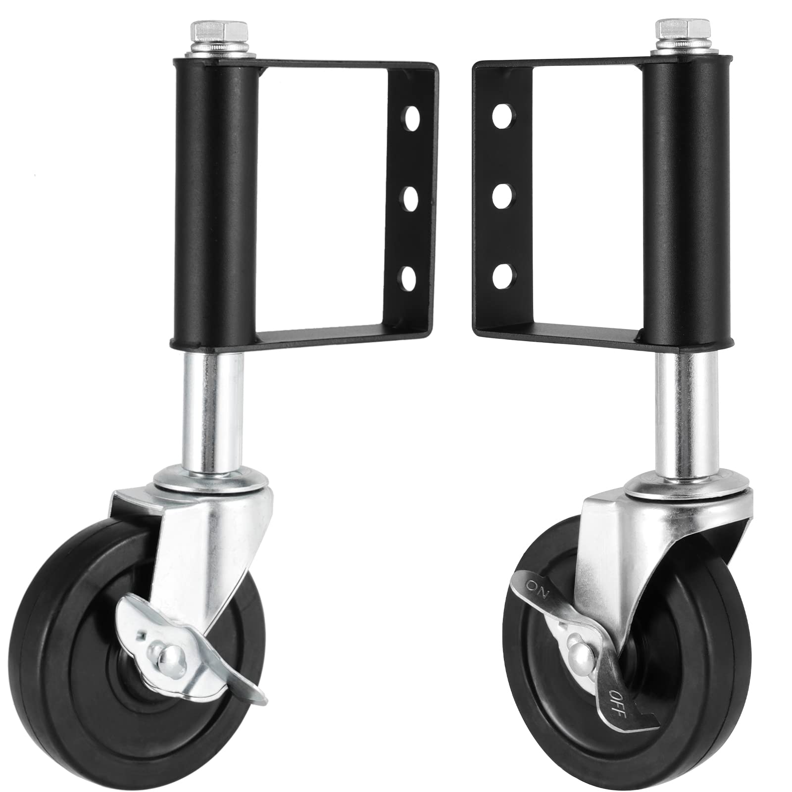 ZOENHOU 2 PCS 5 Inch Spring Loaded Gate Caster Wheel with Brake, Black ...