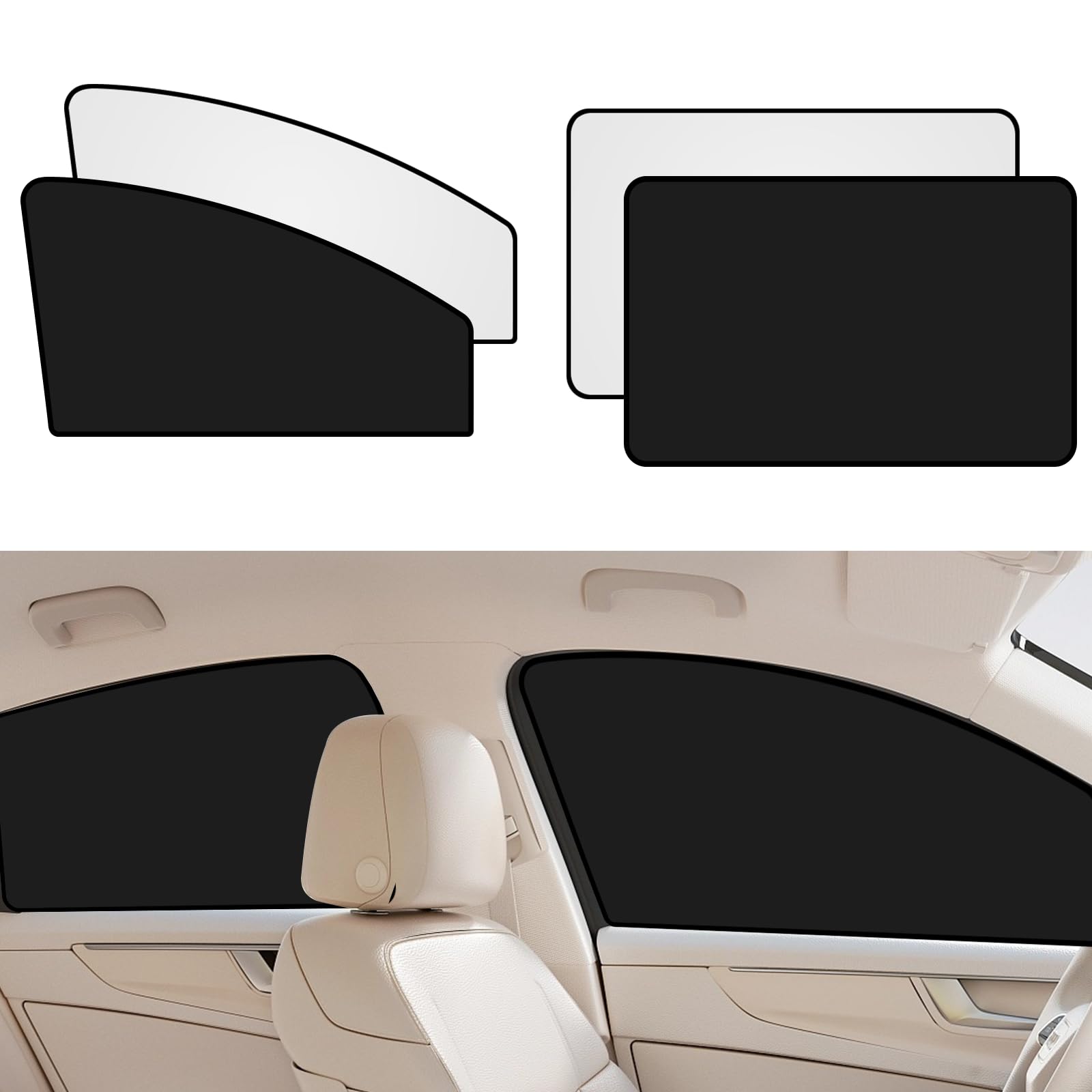Wogomz 4PCS Car Window Shades, Magnetic Car Side Window Sun Shades ...