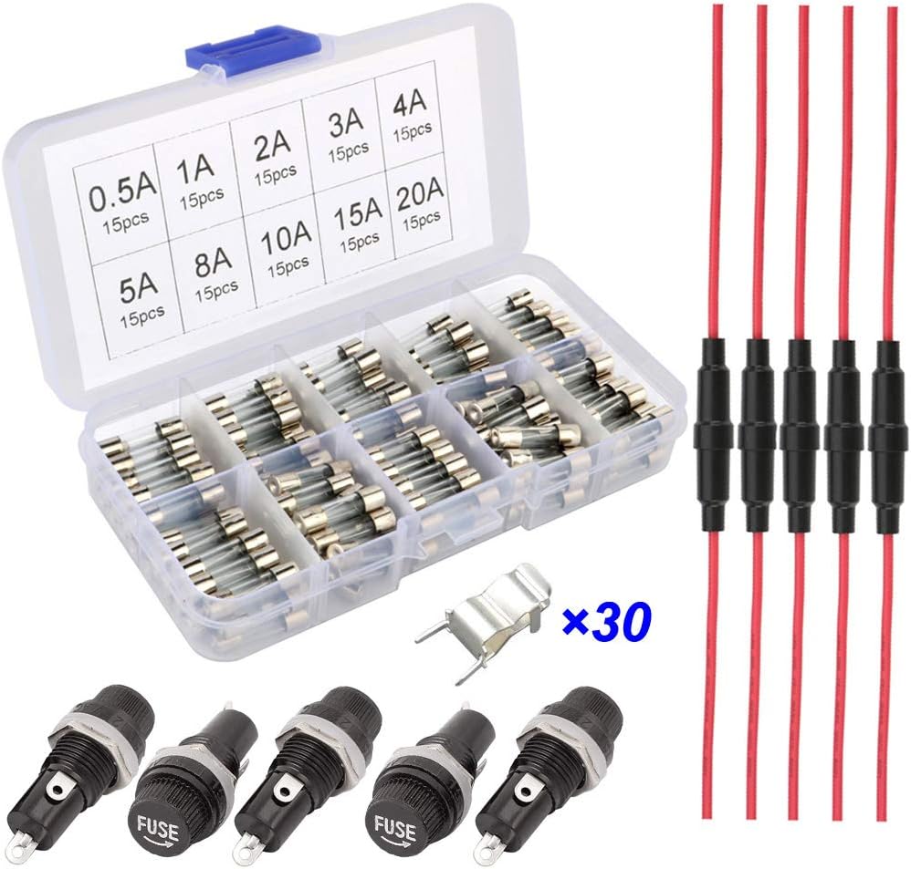 Gebildet 150pcs 5x20mm Fast-blow Glass Fuses + 5pcs 5x20mm AGC Fuse ...