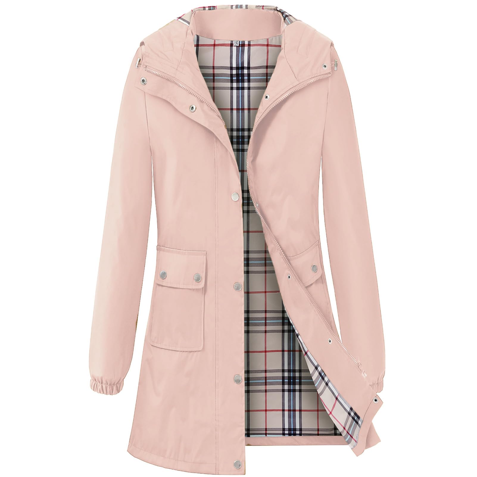 Adiwiid Rain Coat for Women Waterproof with Hood Lightweight Women's Rain Jacket Outdoor Trench ...