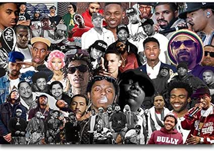 Hip Hop Star Collage Rapper Rap Music Singer Wall Art Painting Print On ...