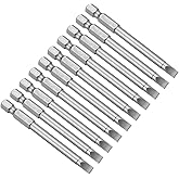 uxcell 10 Pcs 6mm Slotted Tip Magnetic Flat Head Screwdriver Bits, 1/4 Inch Hex Shank 2-inch ...