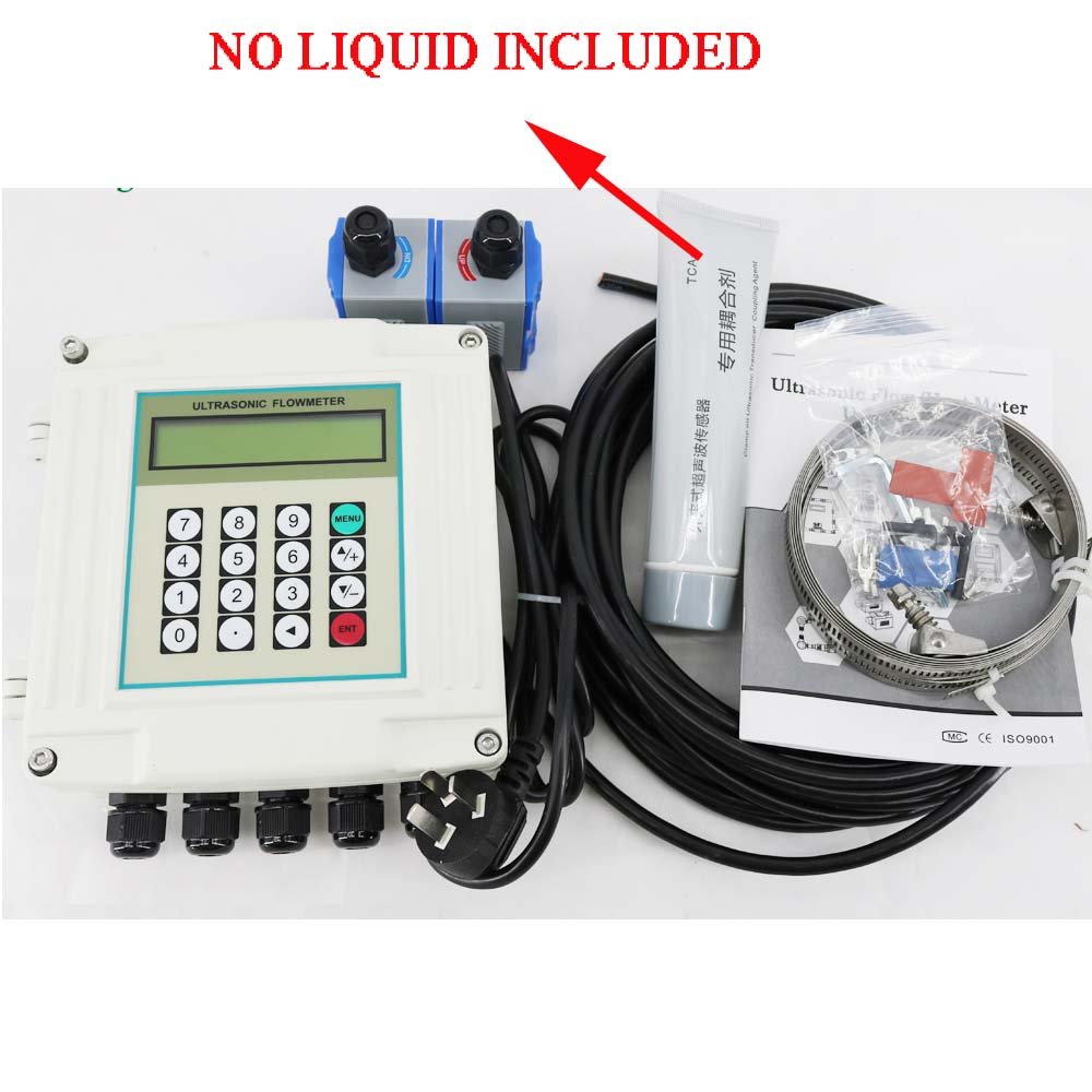 VTSYIQI TUF-2000SW+TS-2 Digital Ultrasonic wall mounted clamp on flow meter Ultrasonic Liquid ...