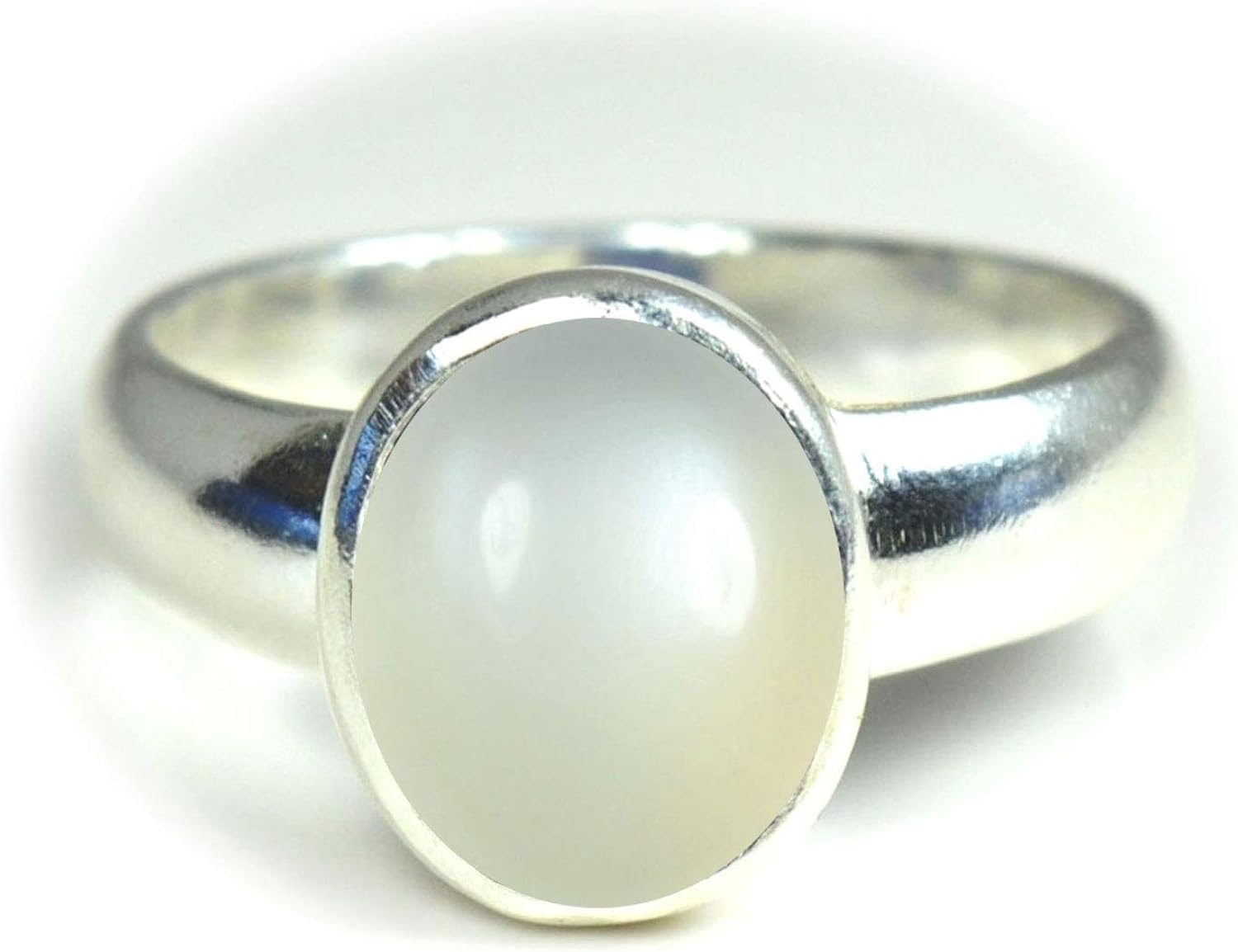 Jewelryonclick Natural Moonstone Silver Rings for Men 5 Carat Gemstones ...
