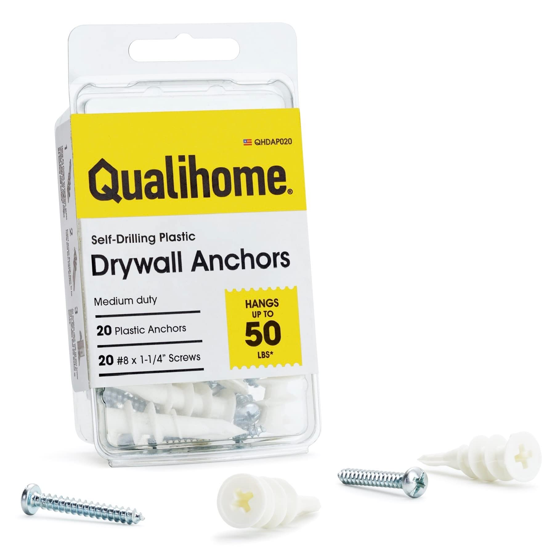 Mua Qualihome Drywall Anchors with Screws – 40 Piece Set (20 Anchors ...