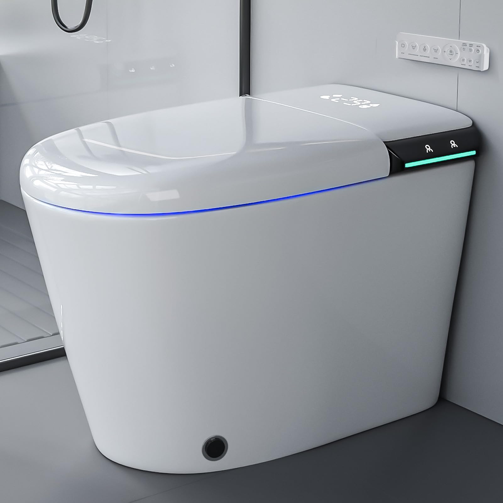 TEISVAY Smart Toilet Auto Open/Close Lid Smart Bidet Toilet with Heated ...