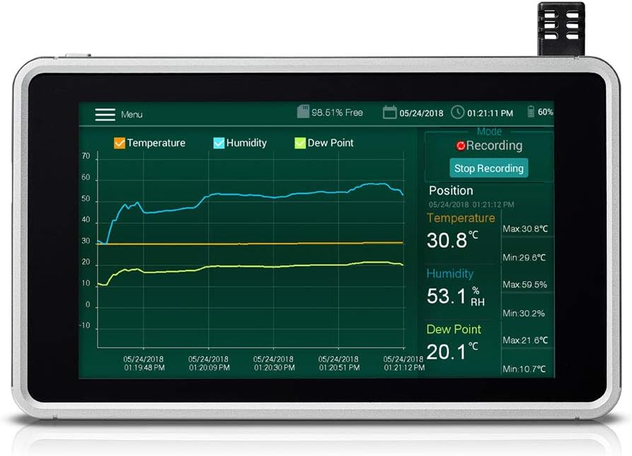 Humidity and Temperature Chart Recorder Color Screen Datalog Relative ...