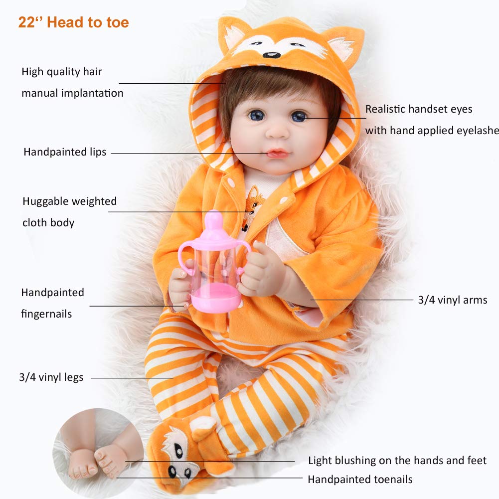 Aori Reborn Baby Doll 22 Inch Realistic Dolls Weighted Lifelike Baby ...