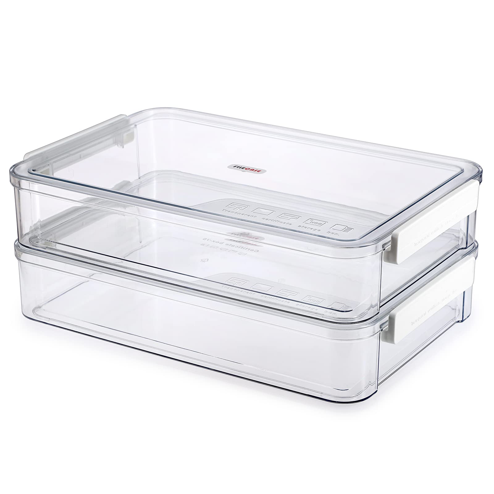 Mua BTSKY 2 Pack Clear Plastic Stackable Storage Box File Protector ...