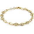 Amazon.com: Barzel 18K Gold Plated Mariner and Paperclip Link Bracelet ...